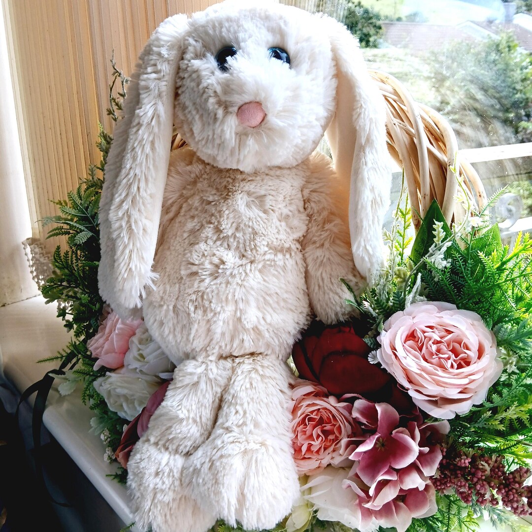 Ty Pearl Bunny Rabbit Plush Cream Furry CUDDLE BUDDY Children's Toy ...