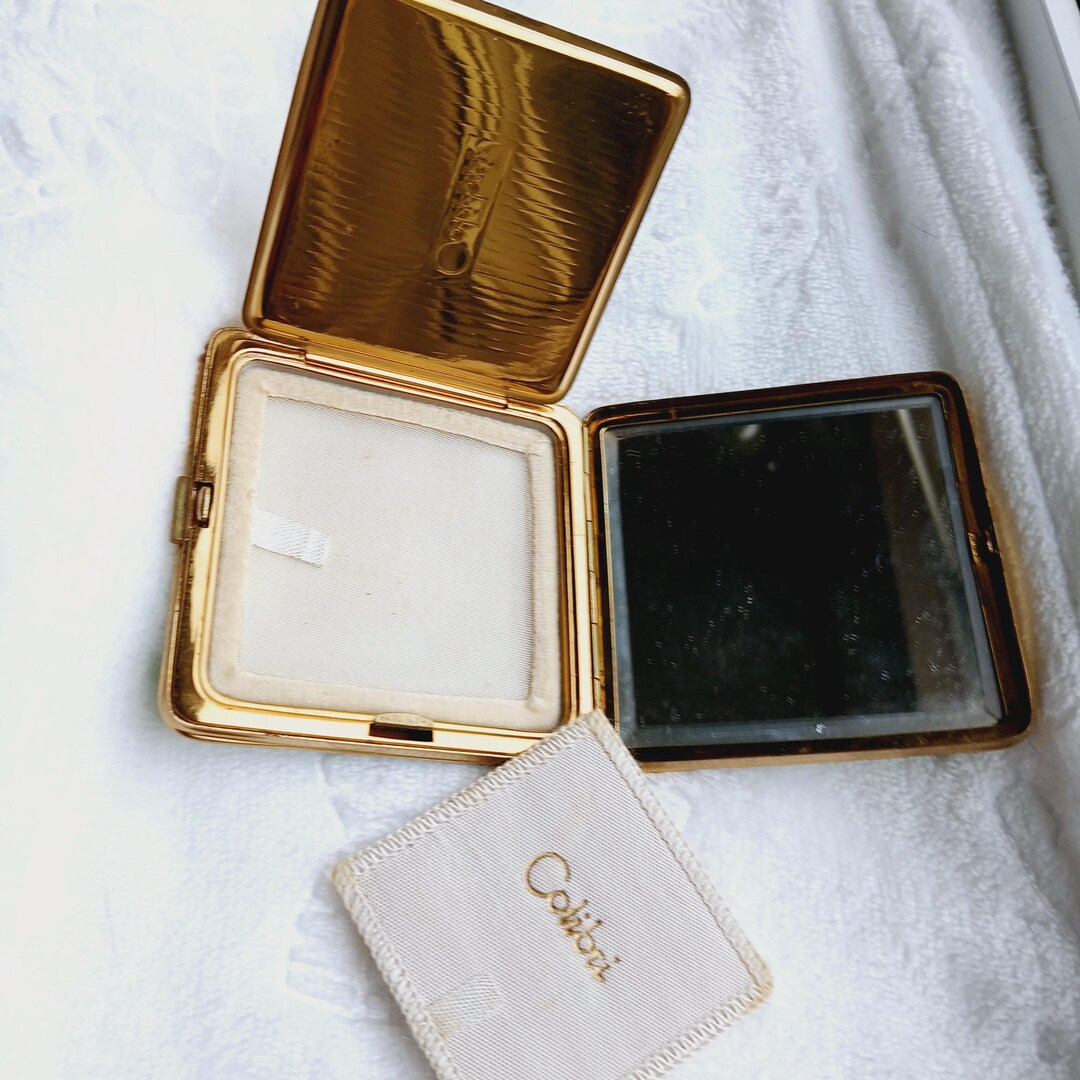 Vintage COLIBRI Face Powder Compact: Enamel & Gilt, 1940s Handbag ...