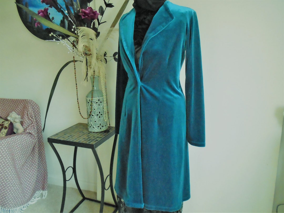 Gothic Velvet Long Jacket Bluey Green Vintage Victorian - Etsy UK