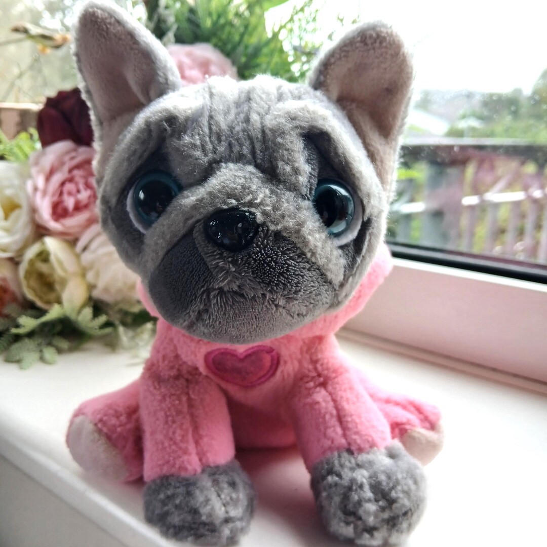 Vintage Cuddly Sad Puppy Pug Unicorn Hoodie Retired Pugsley Blue Eyes ...