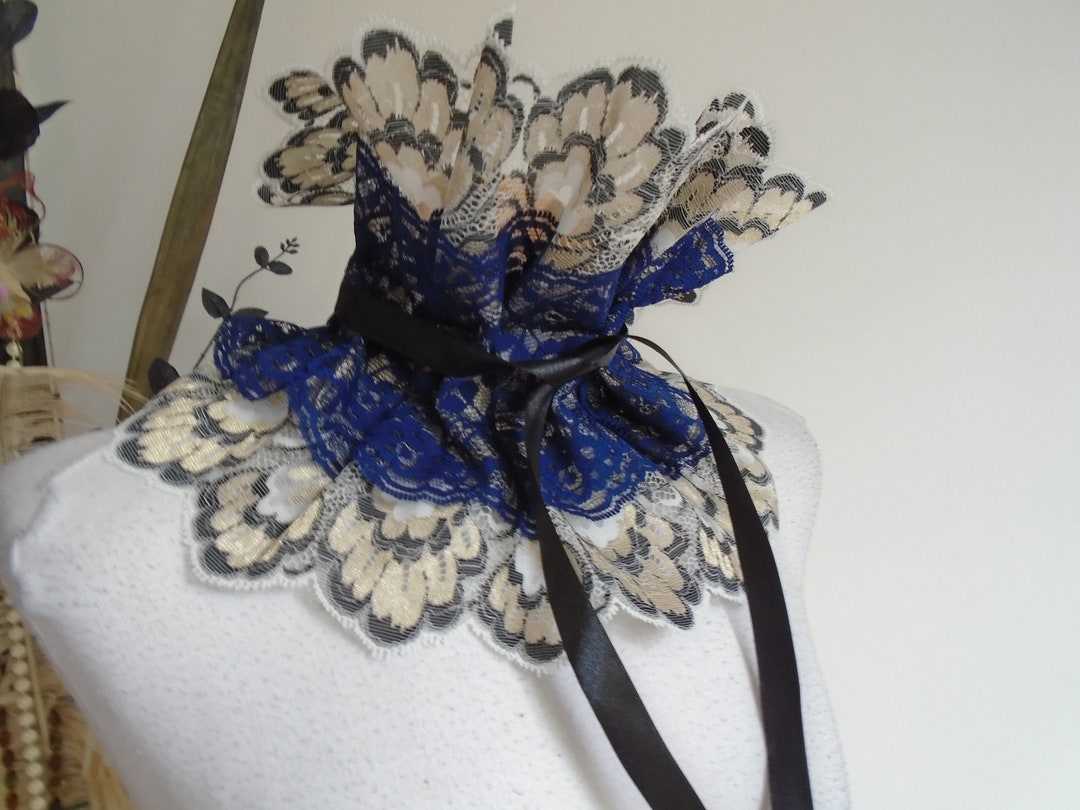 Handmade Gothic Choker Collar Vampire Ball 9 Ruff Lace Ribbon Costume ...