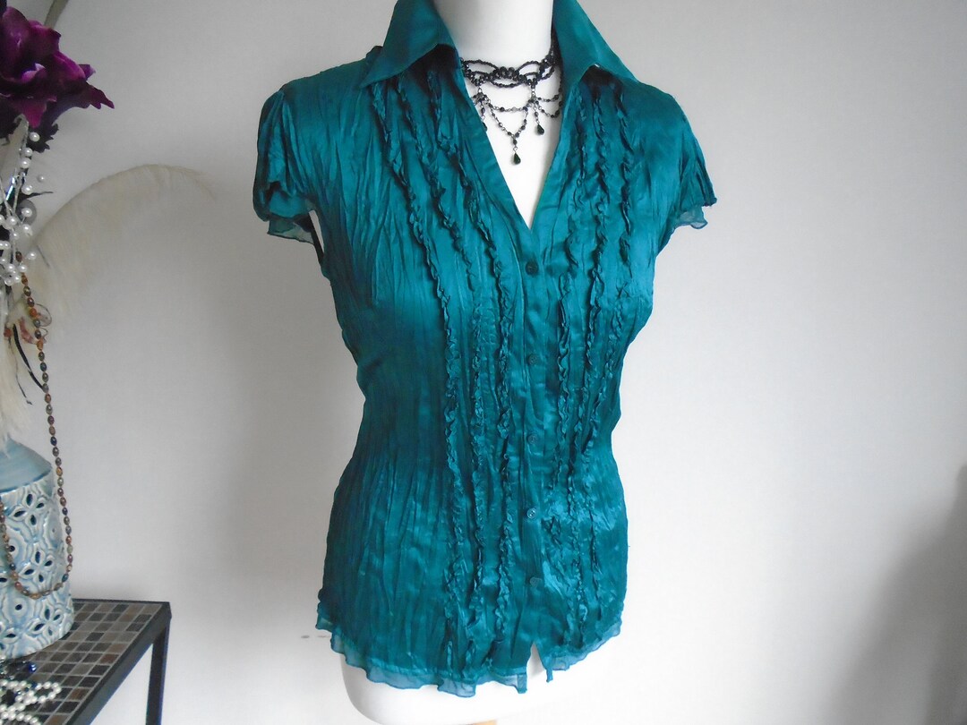 FAE FAIRYCORE Elven Faerie EMERALD Green Ruffle Satin Tunic - Etsy