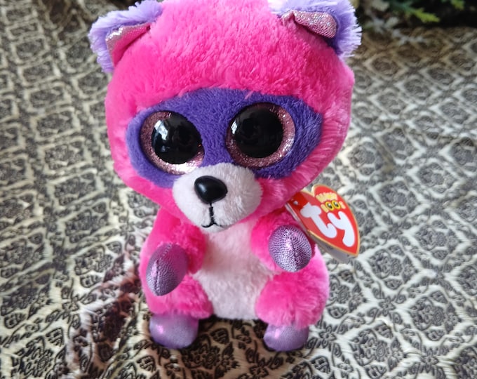 Ty Beanie Boo Roxie the Pink Raccoon Mint Plush Toy 6in - Etsy