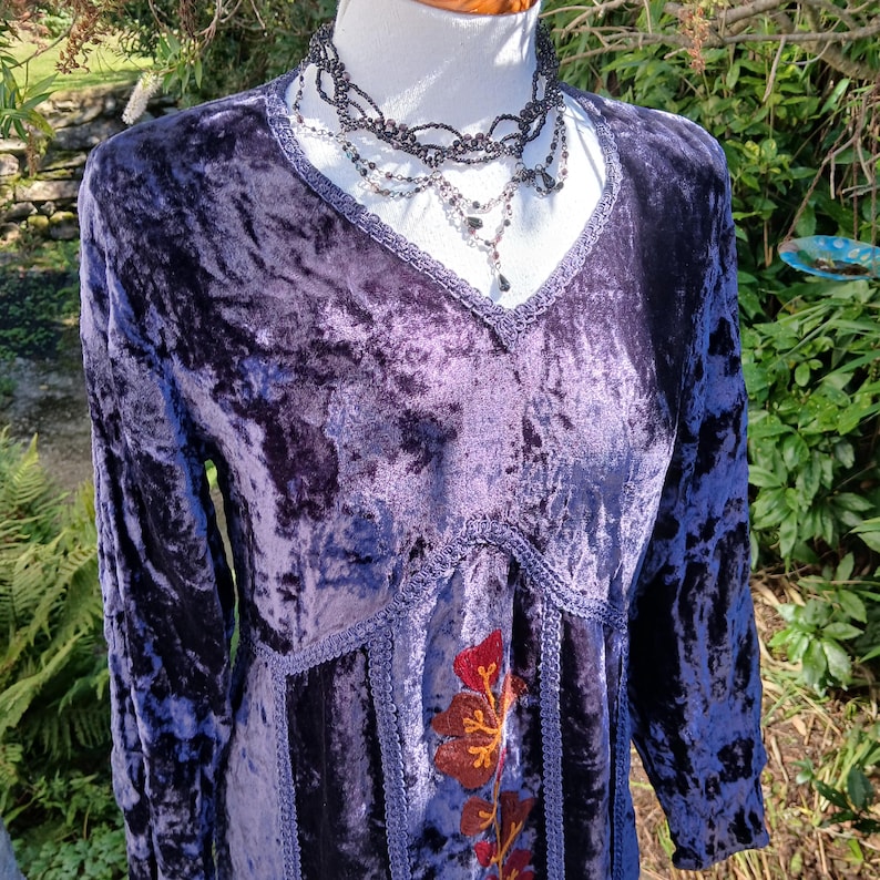 90's Pagan Ritual Velvet Maxi Dress .hippy Kaftan. Crushed Deep Purple ...