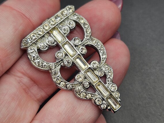 Antique 1930s Art Deco Paste Dress Clip with Baguette… - Gem