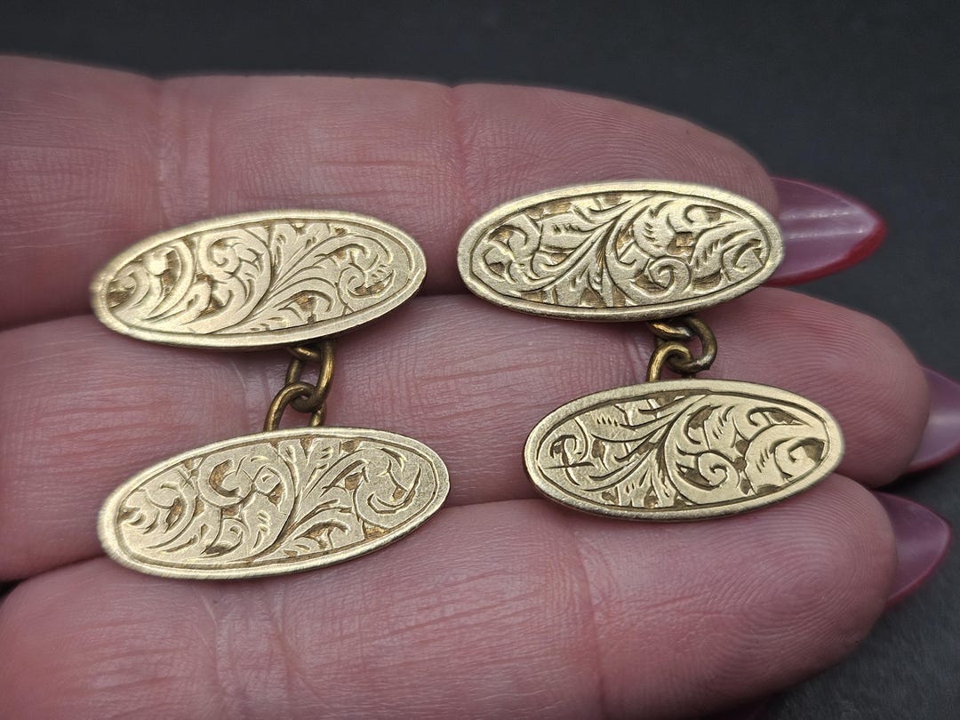 Antique Gold Front Edwardian Chain Linked Double Ended Cufflinks Art ...
