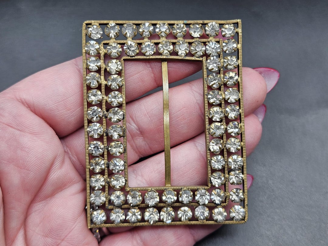 Antique Edwardian Paste Large Sparkle Rhinestone Buckle - Etsy