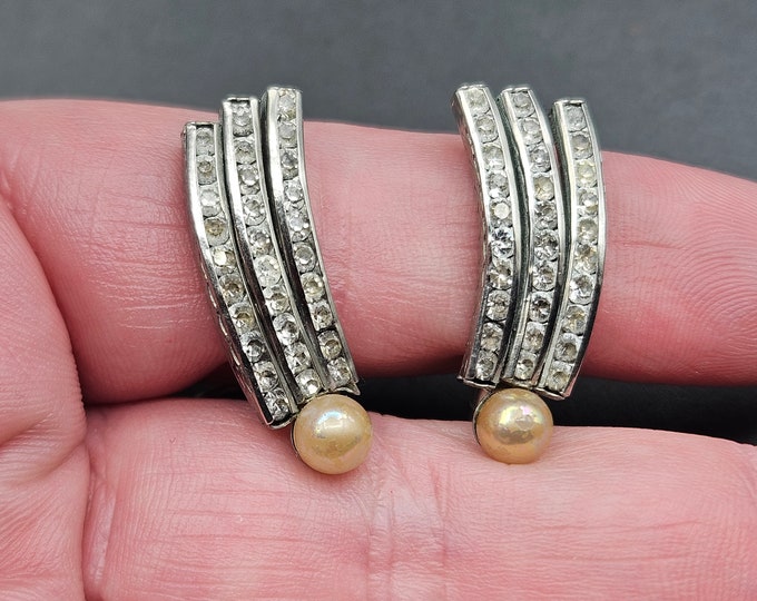 Antique 1930s DRGM Schreiber Hillier Art Deco Paste & Faux Pearl Clip ...