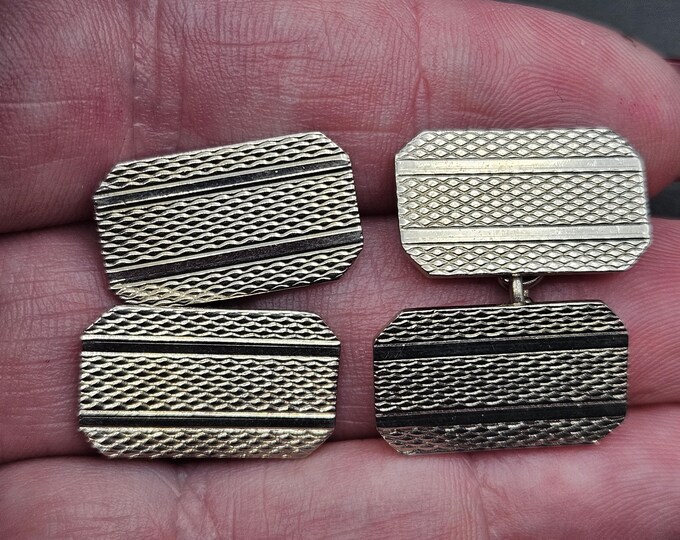 Antique 1930s Art Deco Double Ended Chain Linked Cufflinks Engine ...