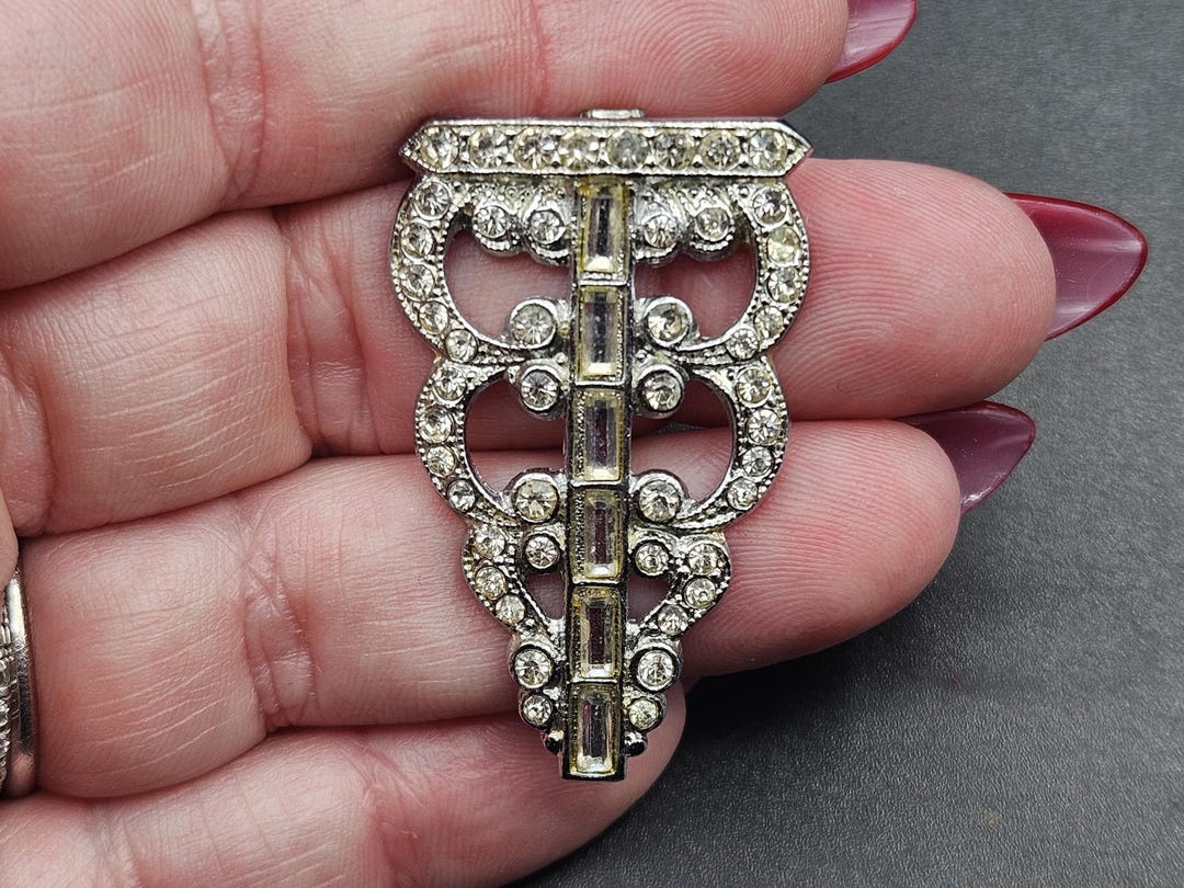 Antique 1930s Art Deco Paste Dress Clip With Baguette Stones - Etsy