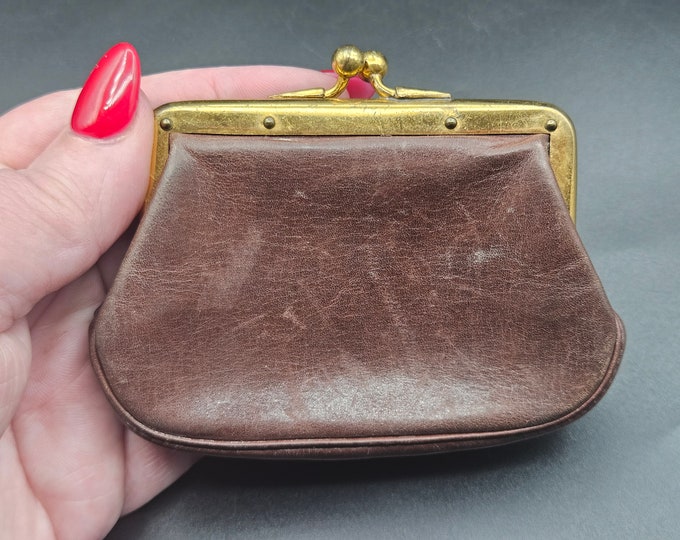 Antique Edwardian Brown Leather Coin Purse - Etsy