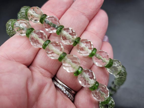 Antique 1930s Art Deco Clear Crystal Faceted Glass & … - Gem