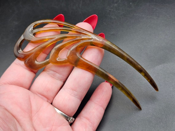 Antique Art Nouveau Edwardian Hair Sick Pin Comb Flui… - Gem