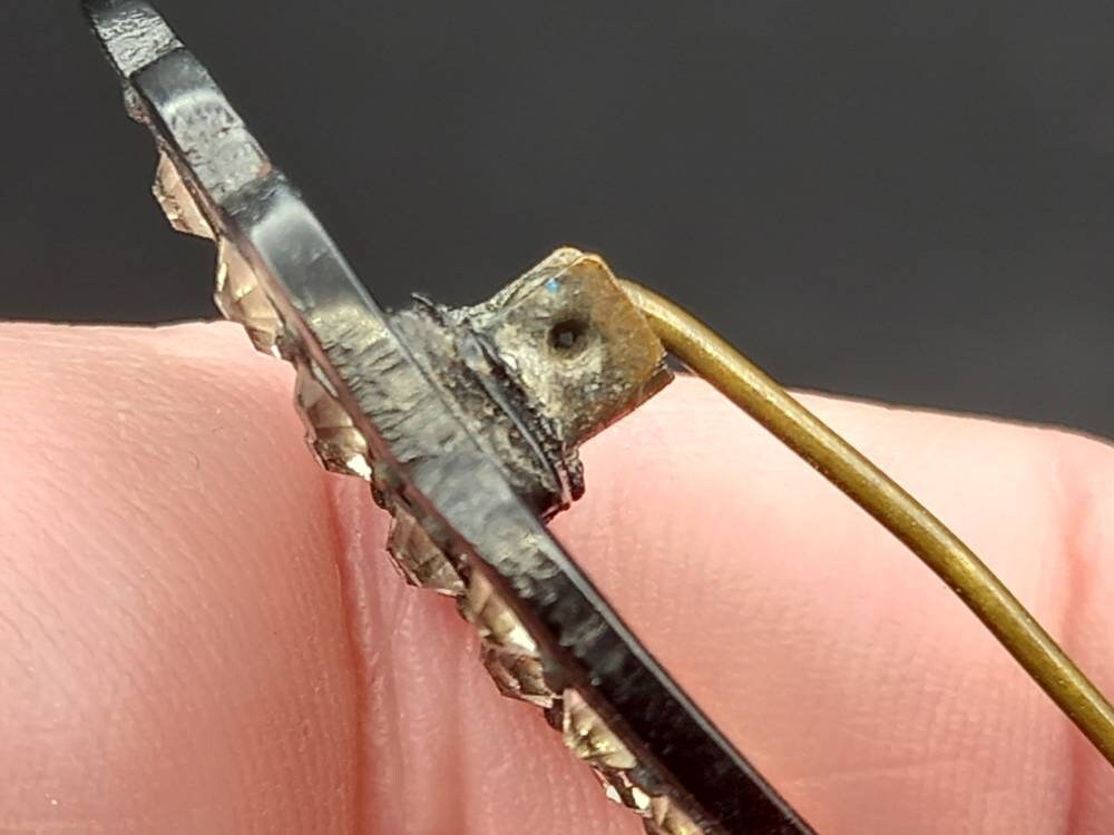 Antique Art Deco 1930s Celluloid Curved Flash Brooch Black Clear ...