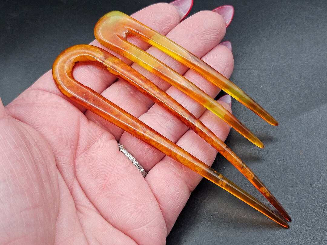 Antique 1930s Art Deco Red Hair Celluloid Torty Mismatched Pair of ...