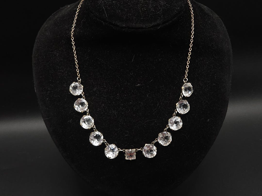 Antique 1930s Art Deco Rock Crystal Riviere Necklace 8.9g - Etsy