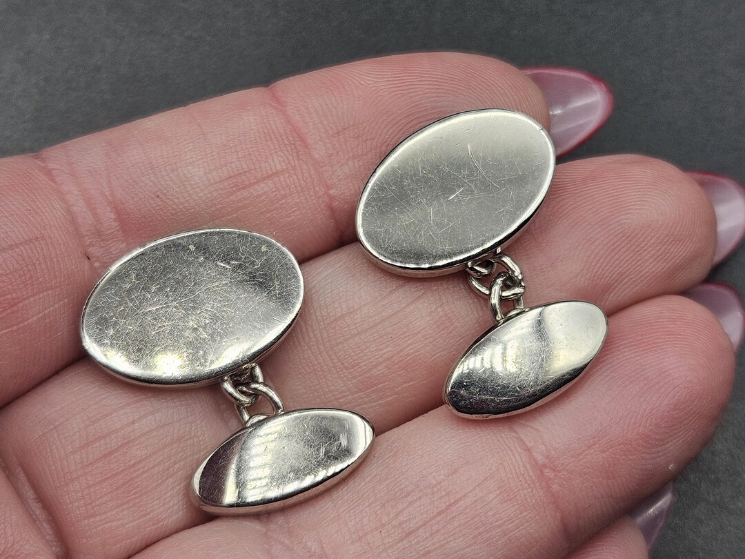 Vintage Art Deco 1930s Style Silvertone Classic Chain Linked Cufflinks ...