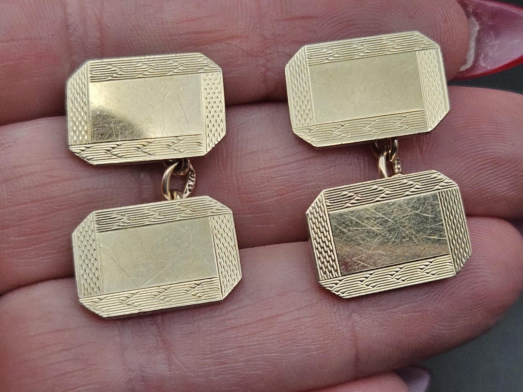 Antique 9ct Gold and Silver Edwardian to 1920s HG & S Art Deco Engine ...
