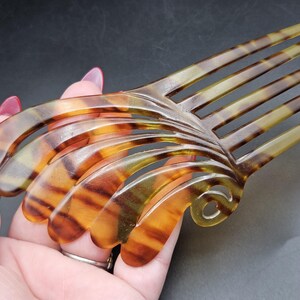 Antique Edwardian to 1930s Art Deco Torty Celluloid Curved Hair Comb ...