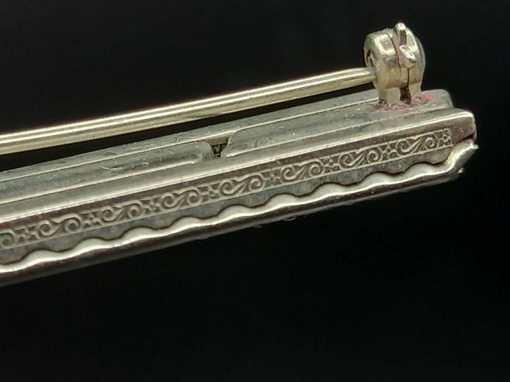Antik 1920s Art Deco Paste Bar Brosche Gravierte Kanten Maschine Alter ...