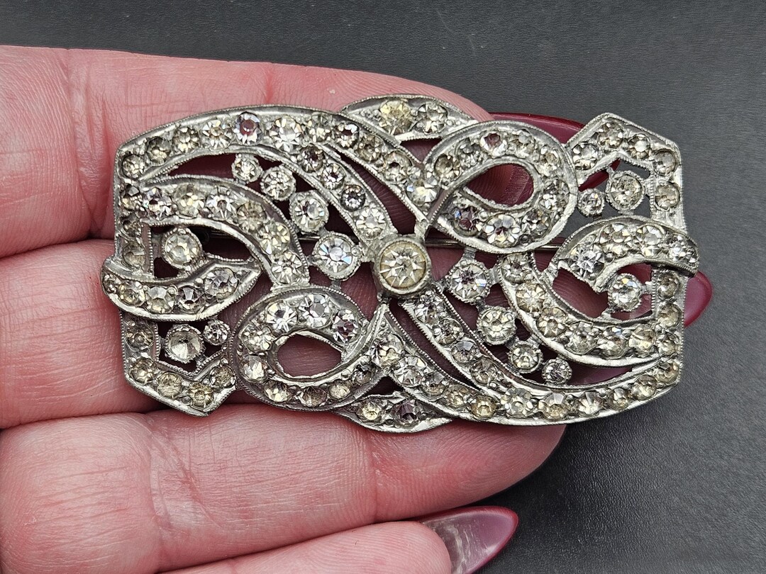 Antique 1930s Art Deco French Depose Paste Brooch Large - Etsy