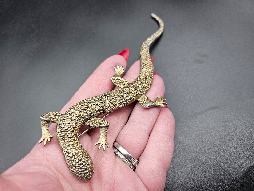 Antique Art Deco Huge Salamander Lizard Brooch Faux Marcasite - Etsy