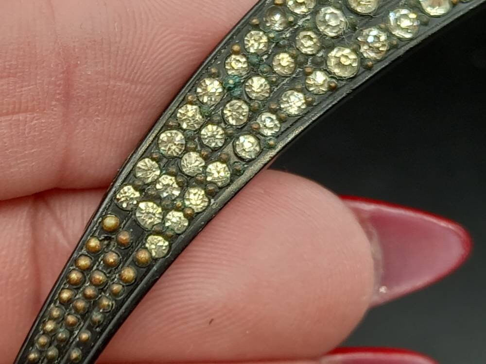 Antique Art Deco 1930s Celluloid Curved Flash Brooch Black Clear ...