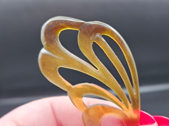 Antique Art Nouveau Edwardian Hair Sick Pin Comb Flui… - Gem