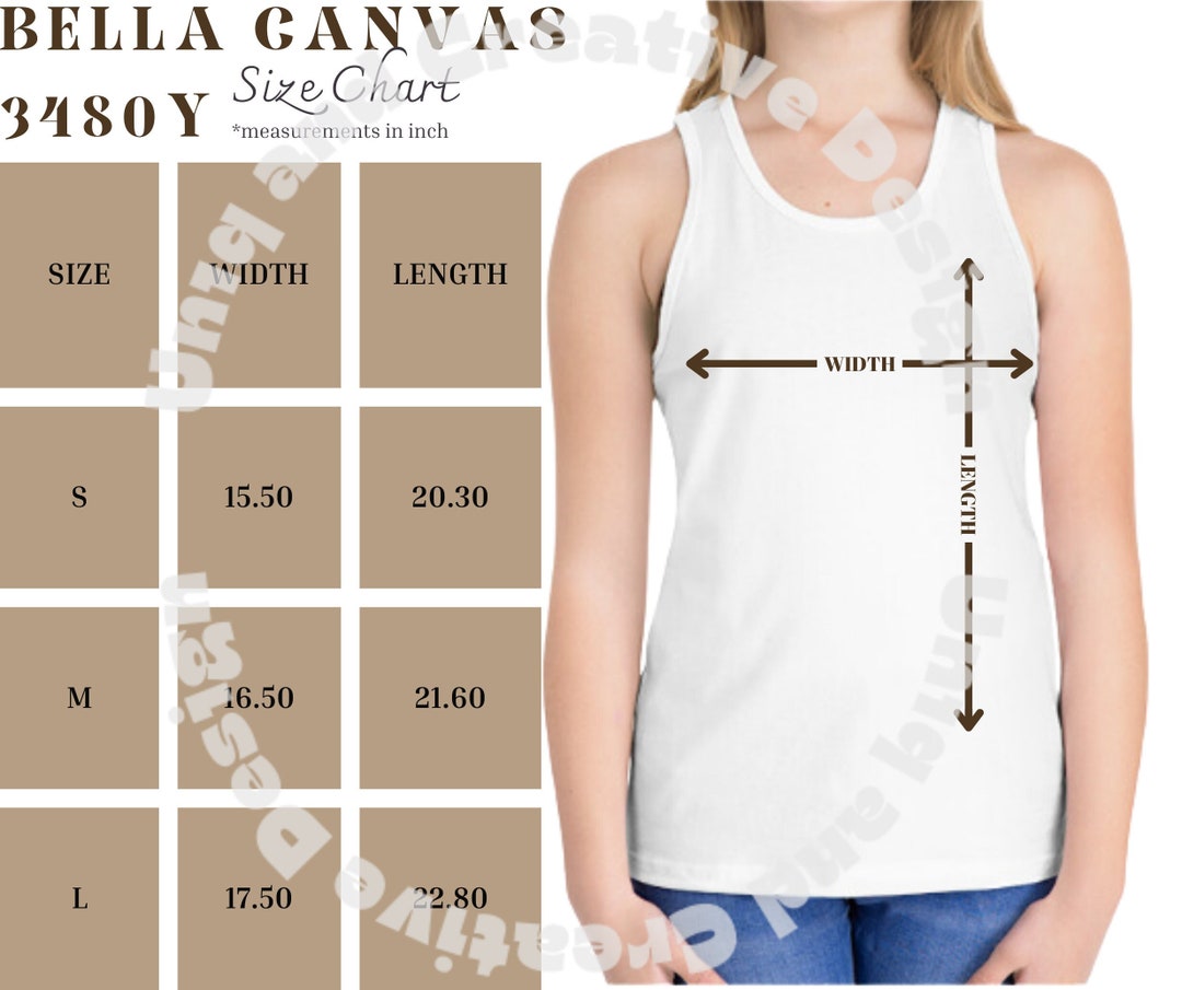 Bella Canvas Youth Tank Top Size Chart Bella Canvas 3480Y Size Chart ...