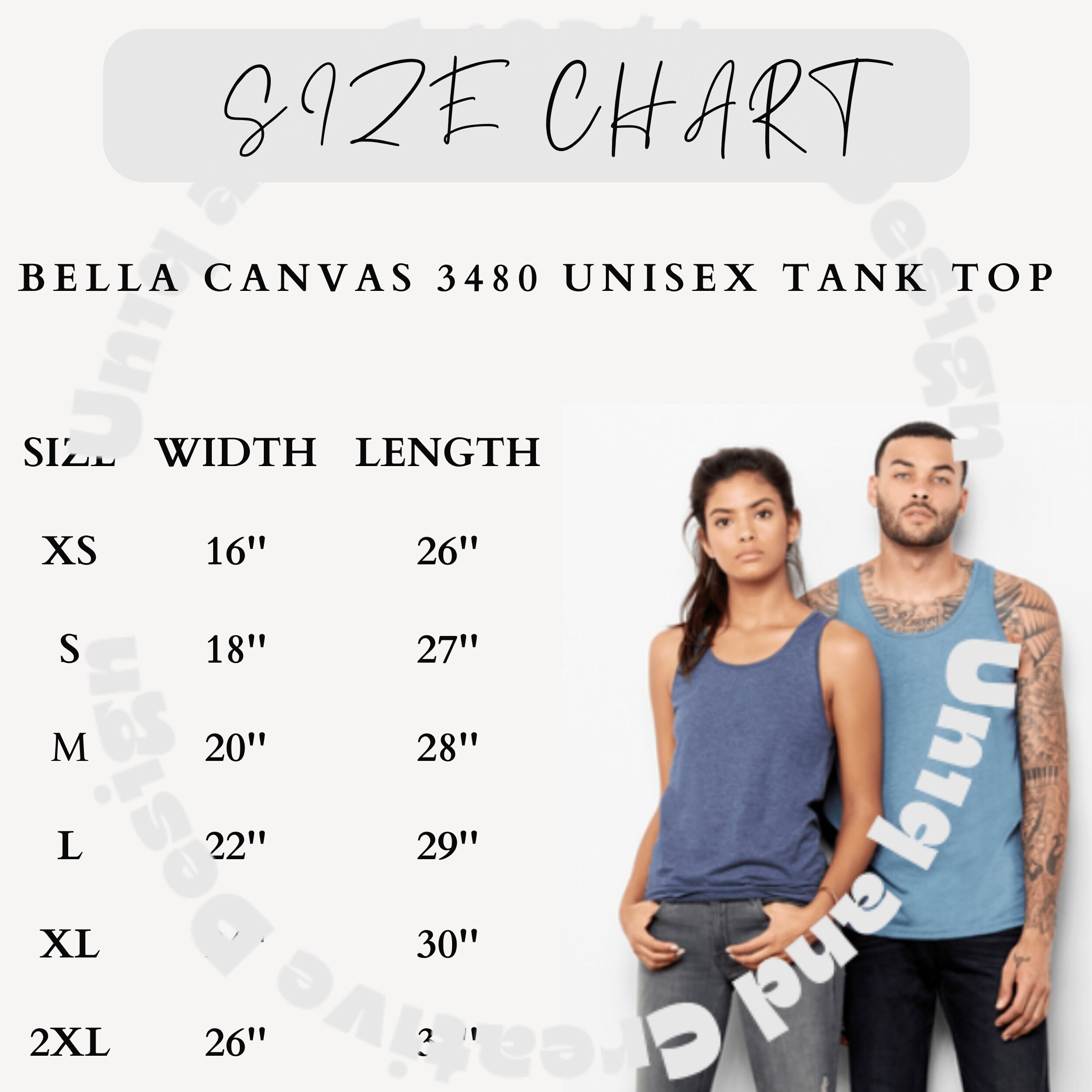 Bella Canvas Size Chart Bella Canvas 3480 Size Chart BC3480 Size Chart ...