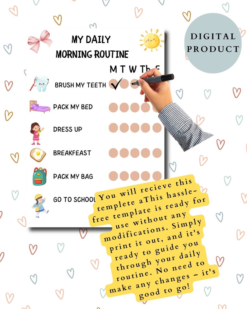 Kids Morning Routine Kids Routine Chart Kids Checklist Responsibility ...