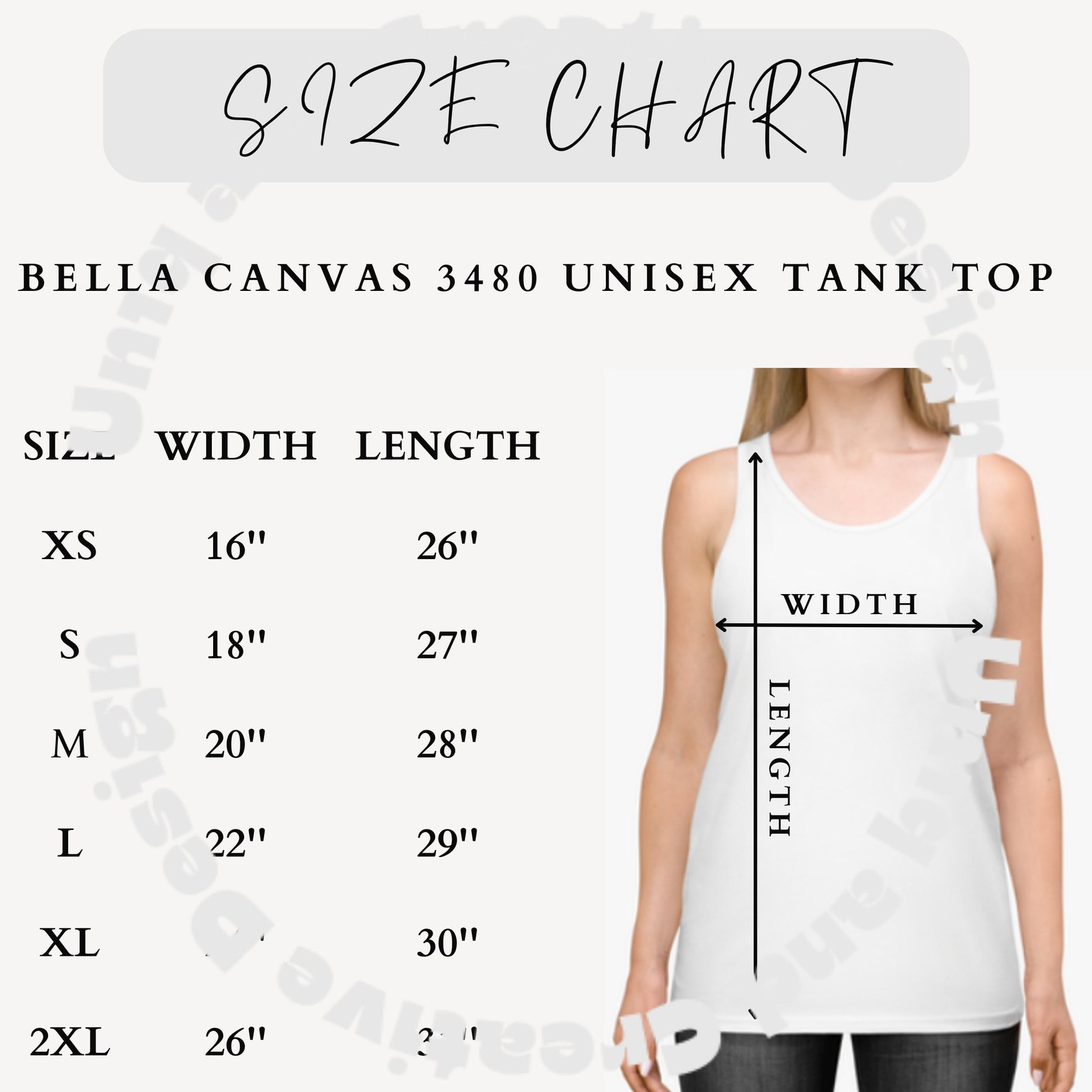 Bella Canvas Size Chart Bella Canvas 3480 Size Chart Bella Canvas Mockup Size Chart Bella Canvas ...