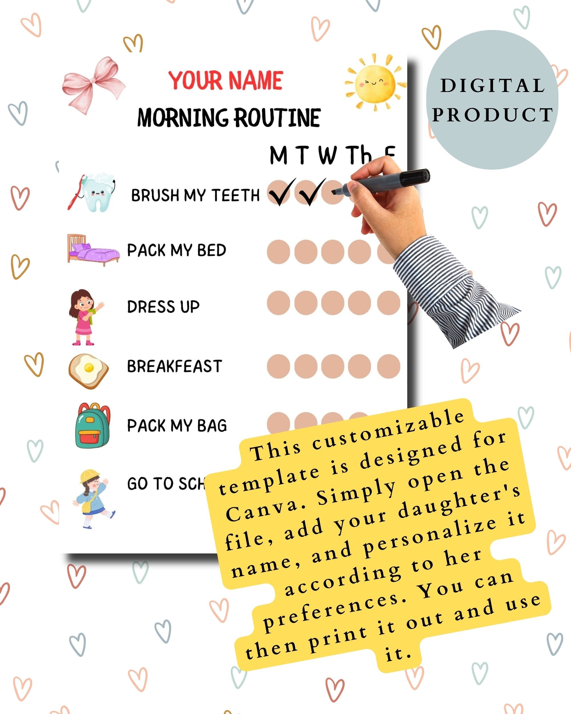Kids Morning Routine Kids Routine Chart Kids Checklist Responsibility ...