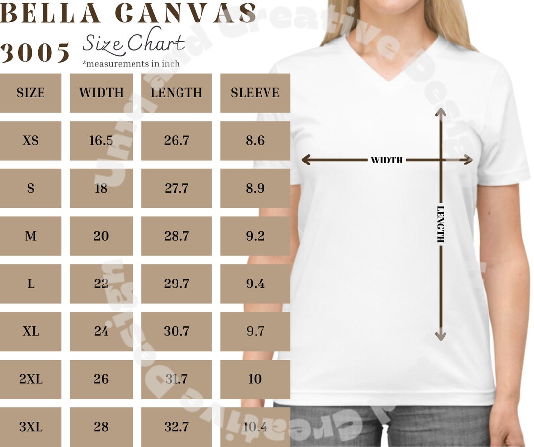 Bella Canvas V Neck Size Chart Bella Canvas 3005 Size Chart Bella ...