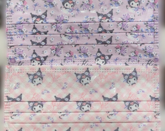 Kuromi Disposable Face Mask ( Size : 175 X 95 Mm ) - Etsy