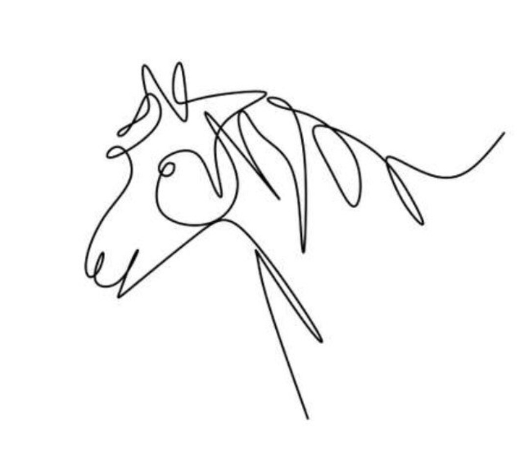 One Line Horse Hand Drawing Art. Standing Wild Horse for Logo, Card ...
