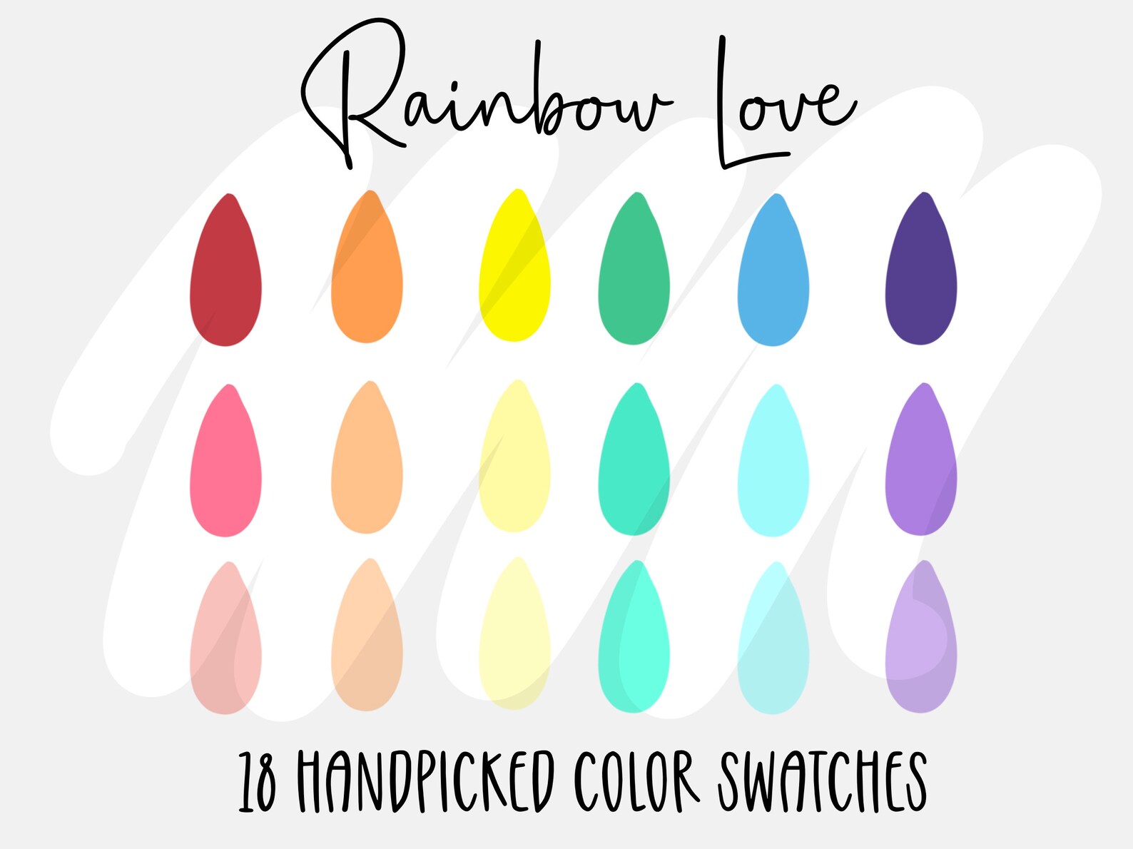 Rainbow Procreate Palette, Rainbow Loveprocreate Swatch, Color Palette ...