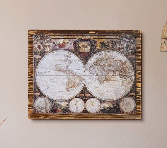 Old World Map Wood Wall Art Reclaimed Wood Wall Decor Wall - Etsy