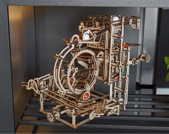 Marble Run Stepped Hoist 3D Wooden Logic Puzzle for Adults, DIY Adult Craft Kit, School Project ...