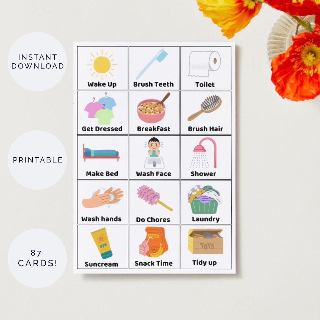 Daily Routine Cards Visual Schedule Toddler Chart for Kids Chore Chart ...