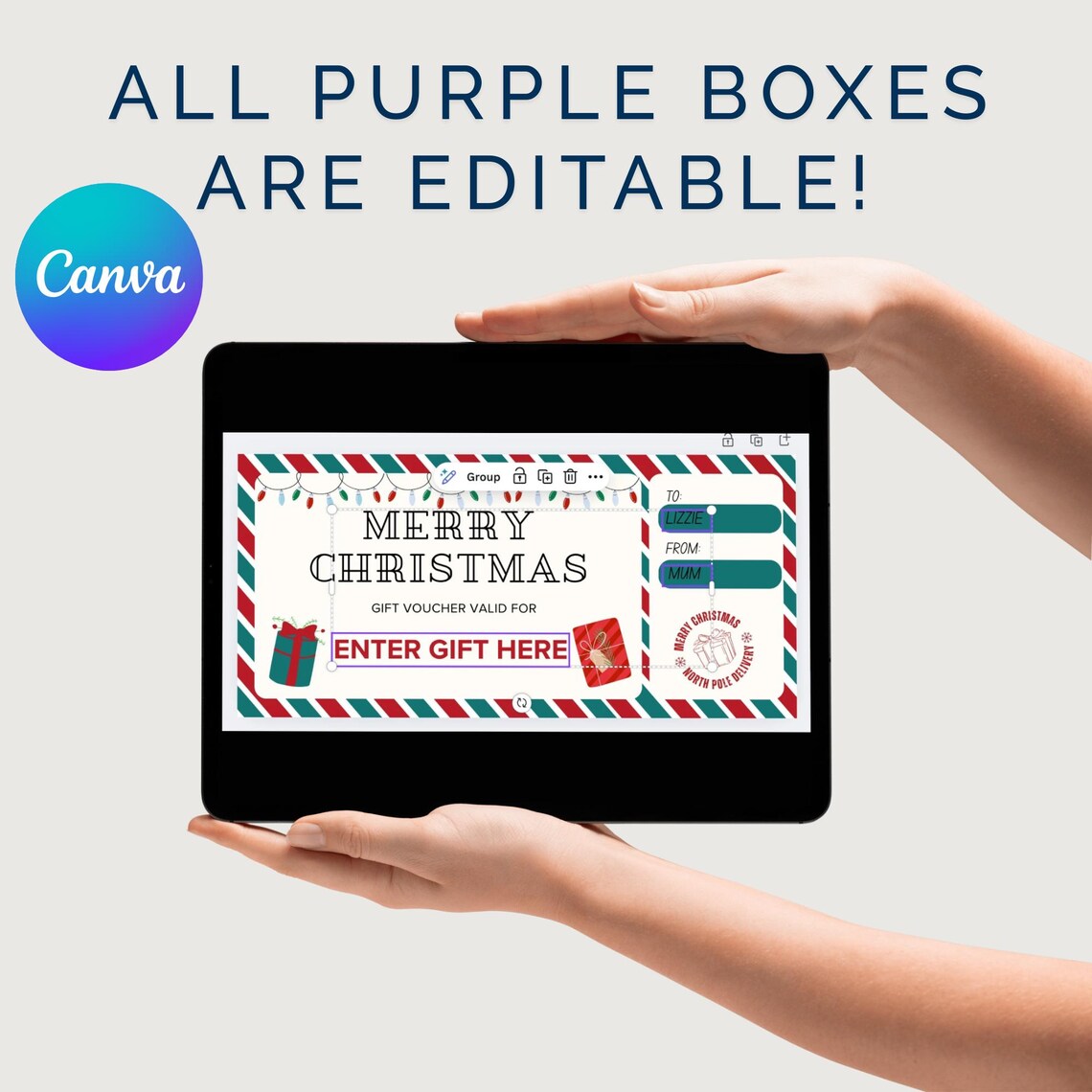 Christmas Coupon Template | Editable Canva Gift Certificate for Her ...