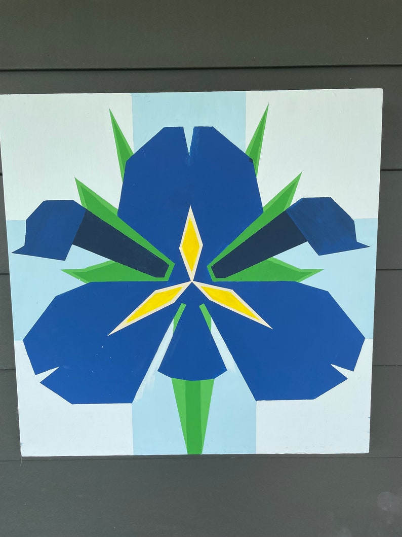 Iris Wooden Quilt Square 23x23x3 Hand-painted Custom - Etsy