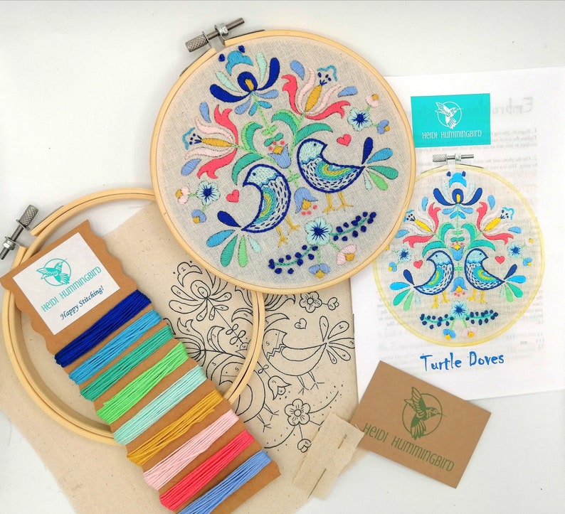 HEIDI HUMMINGBIRD PDF Pattern Turtle Dove Scandinavian Folk - Etsy