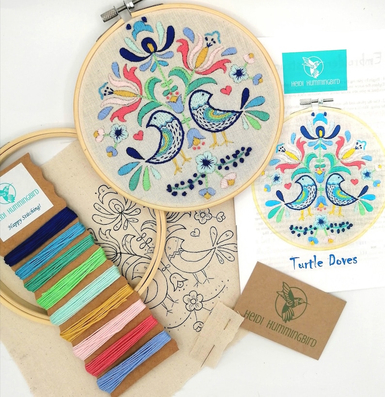 HEIDI HUMMINGBIRD PDF Pattern Turtle Dove Scandinavian Folk - Etsy
