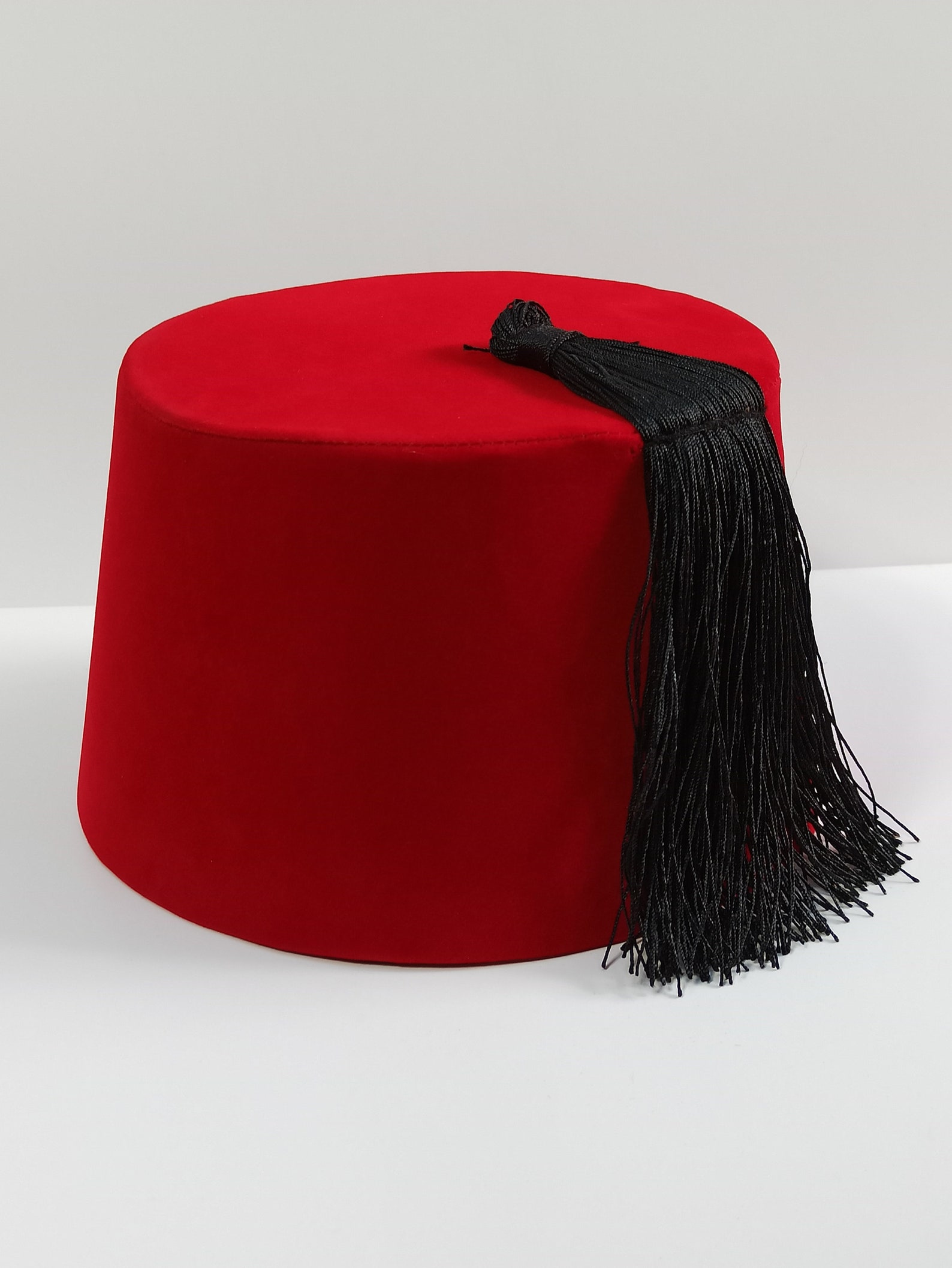 Red Velvet Fez Hat Genuine Egyptian Tarboosh With Black Tassel Hats ...