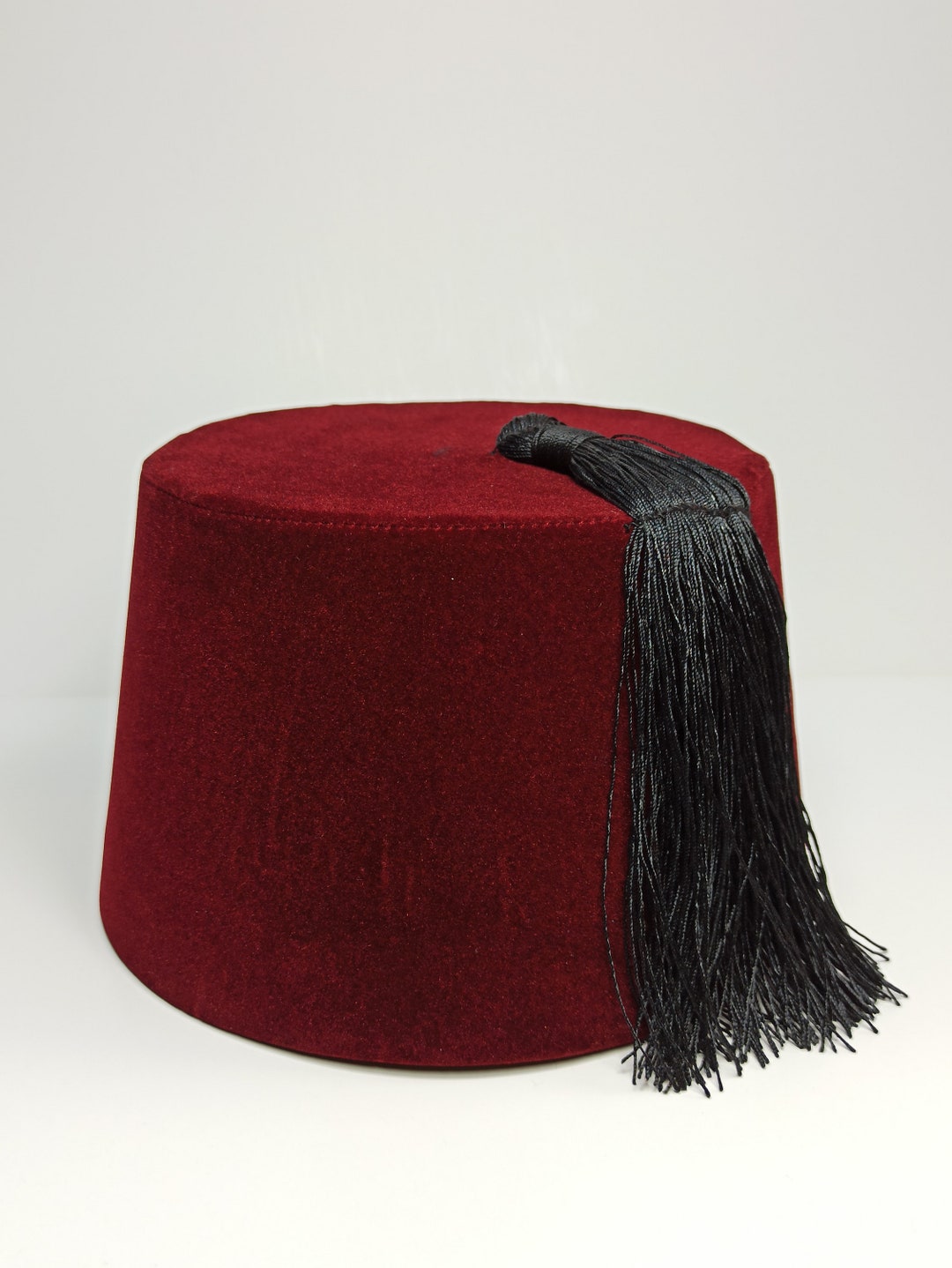Red Velvet Fez Hat Genuine Egyptian Tarboosh With Black Tassel Hats ...