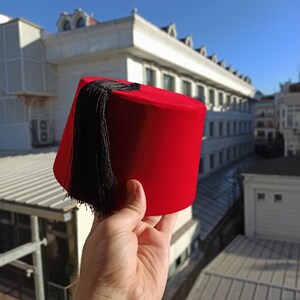 Red Velvet Fez Hat Genuine Egyptian Tarboosh With Black Tassel Hats ...