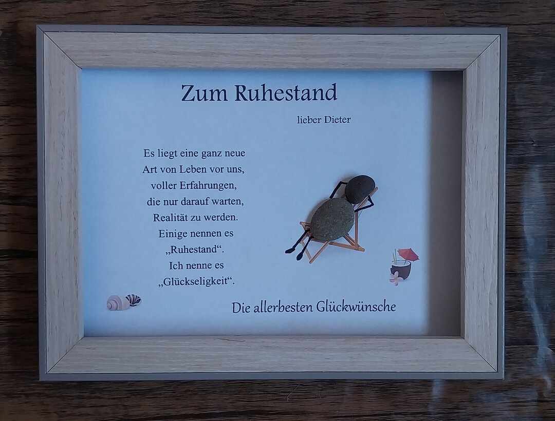 Steinbild / Bild / Geschenk / Abschied /Rente /Rentner / Ruhestand ...