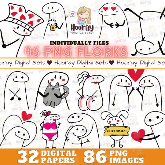 Flork Digital Set Clipart images Flork PNG Flork - Etsy México