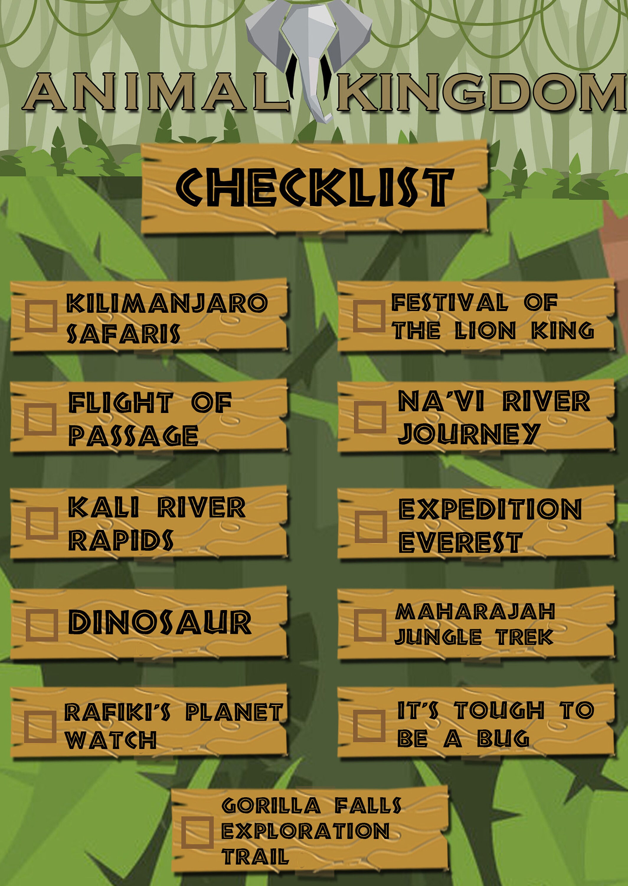 Animal Kingdom Checklist Printable Card INSTANT DOWNLOAD Etsy animal-kingdom-checklist-printable-card-instant-download-etsy